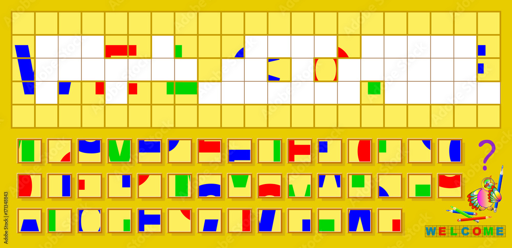 Logic puzzle game. Need to find the correct place for each tile and ...