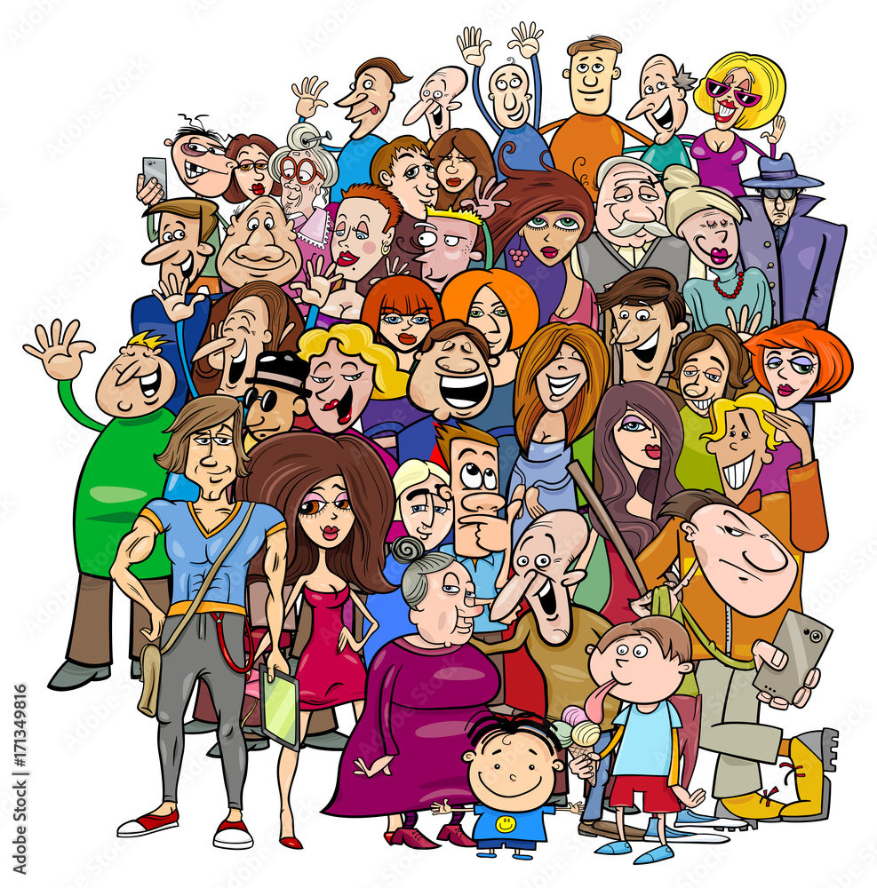 cartoon people group in the crowd Stock Vector | Adobe Stock