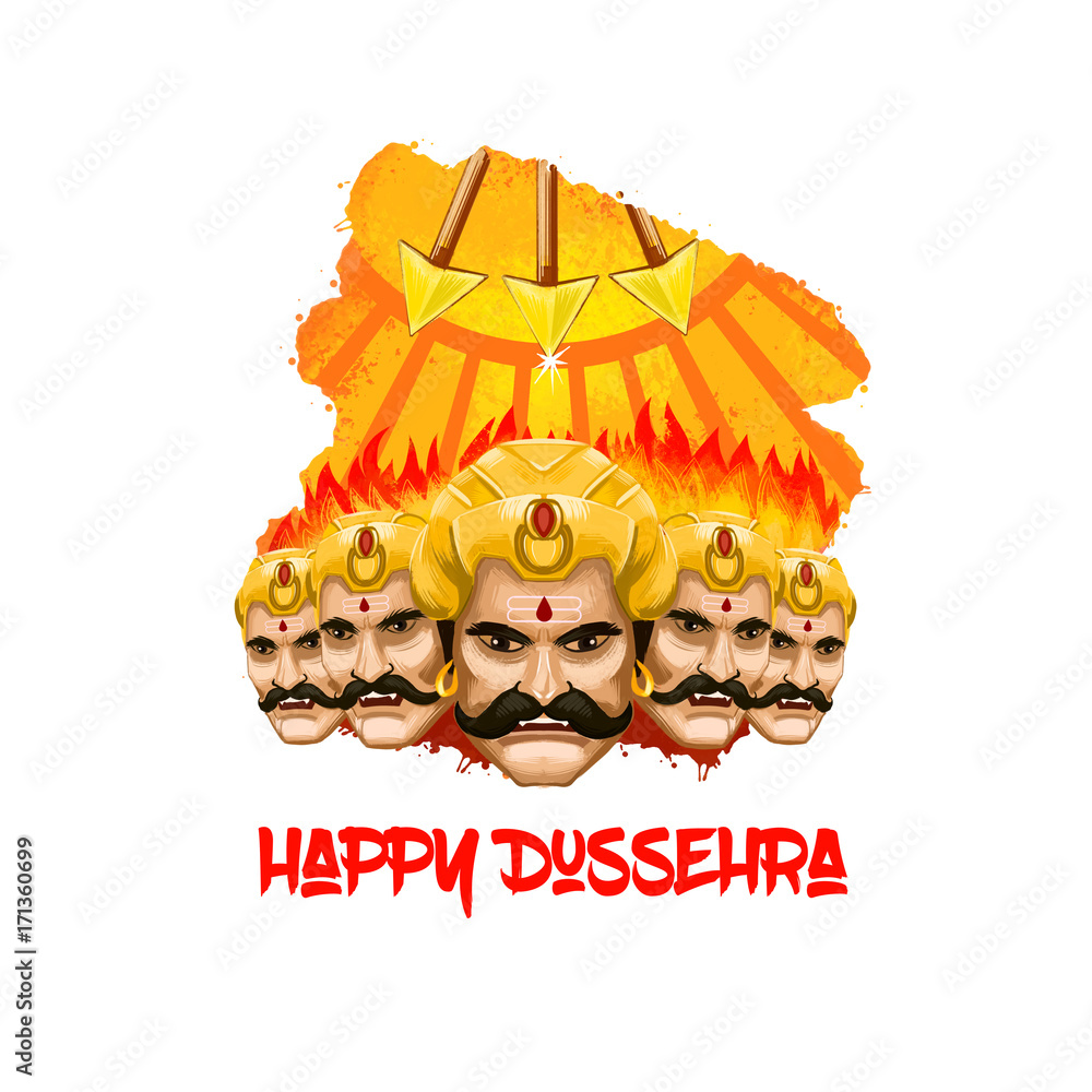 Digital art illustration for indian holiday Vijayadashami. Happy ...