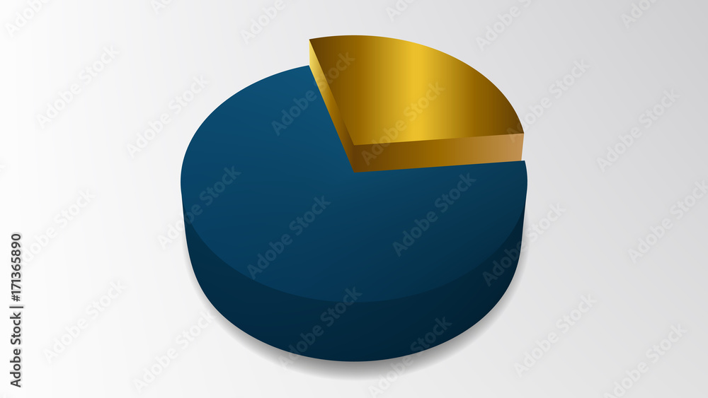simple gold colored 3D pie chart with background design vector Stock ...