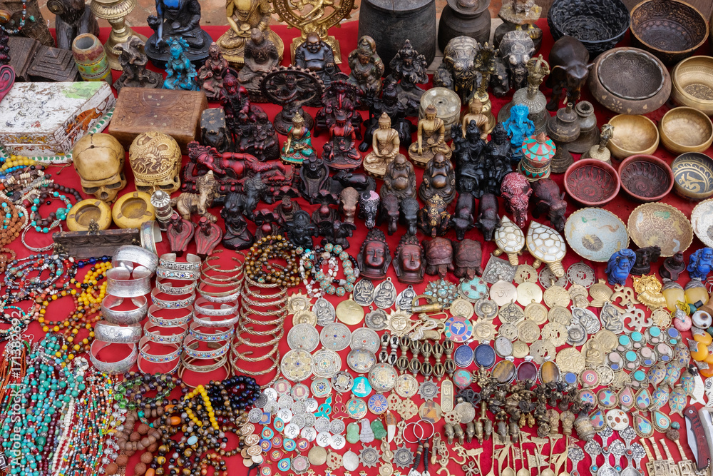 Nepalese traditional handicrafts and souvenirs, Kathmandu, Nepal. Stock ...