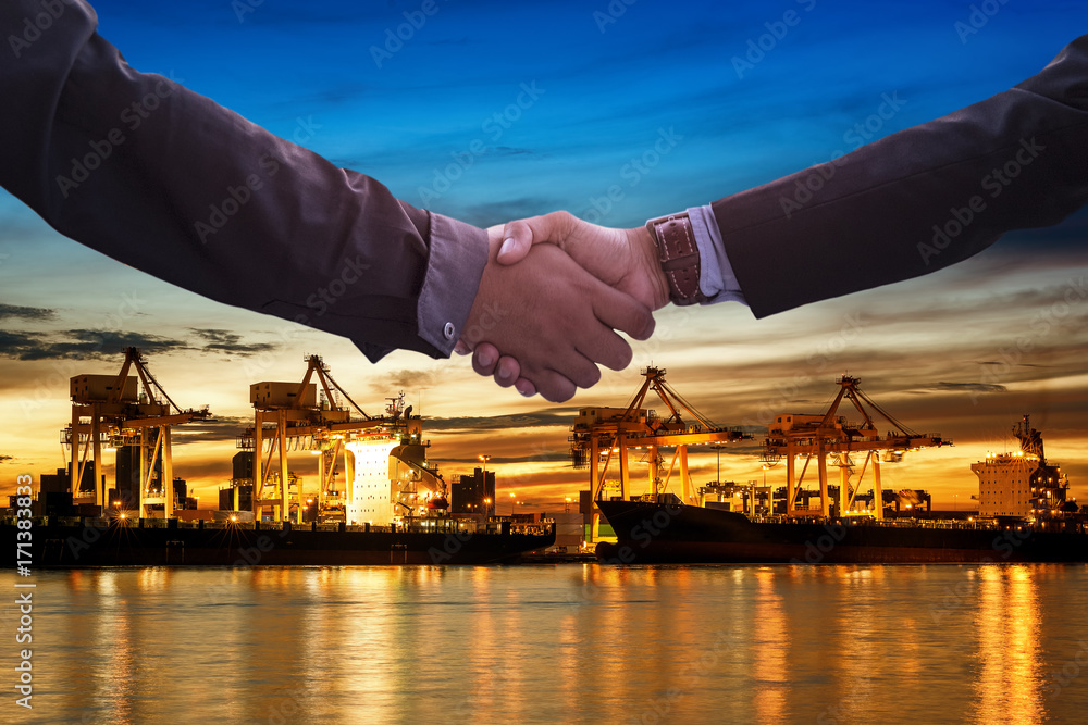 Foto de Business Collaboration, Businessman shake hands with logistics ...