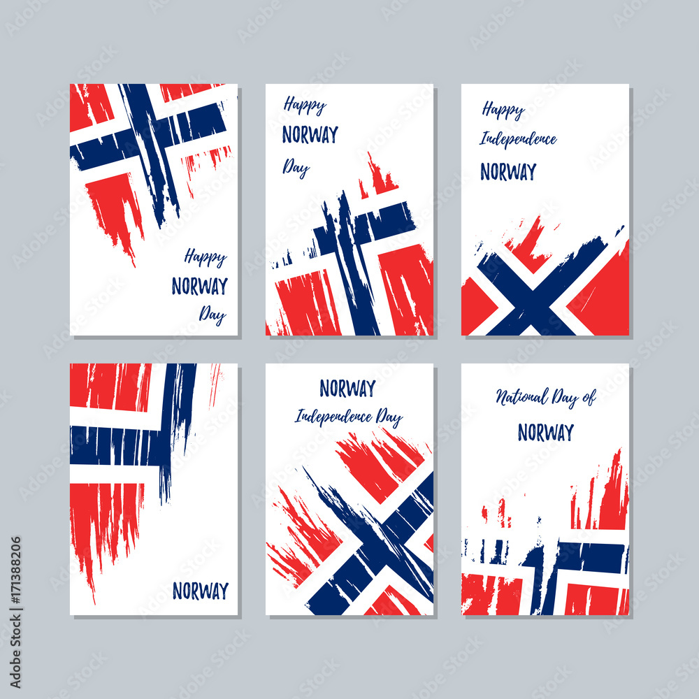 Norway Patriotic Cards for National Day. Expressive Brush Stroke in ...