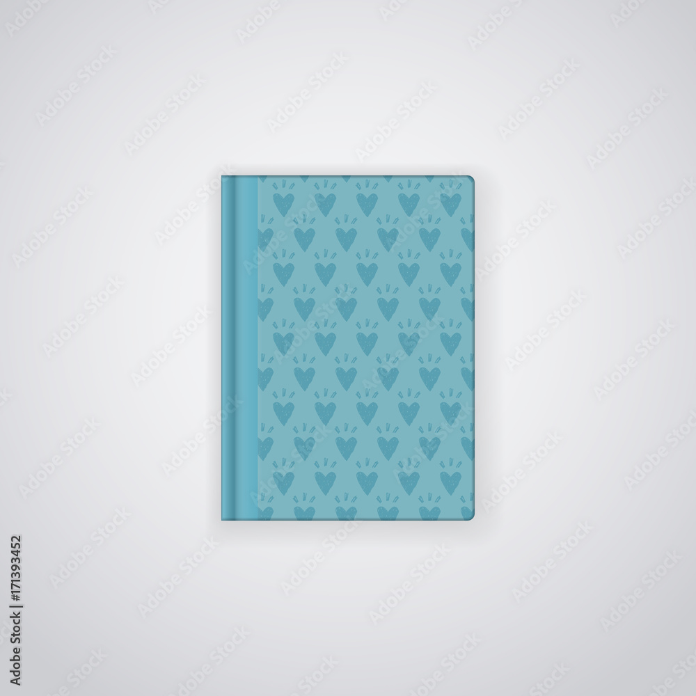 Book cover design for print with blue patterned background and simple ...
