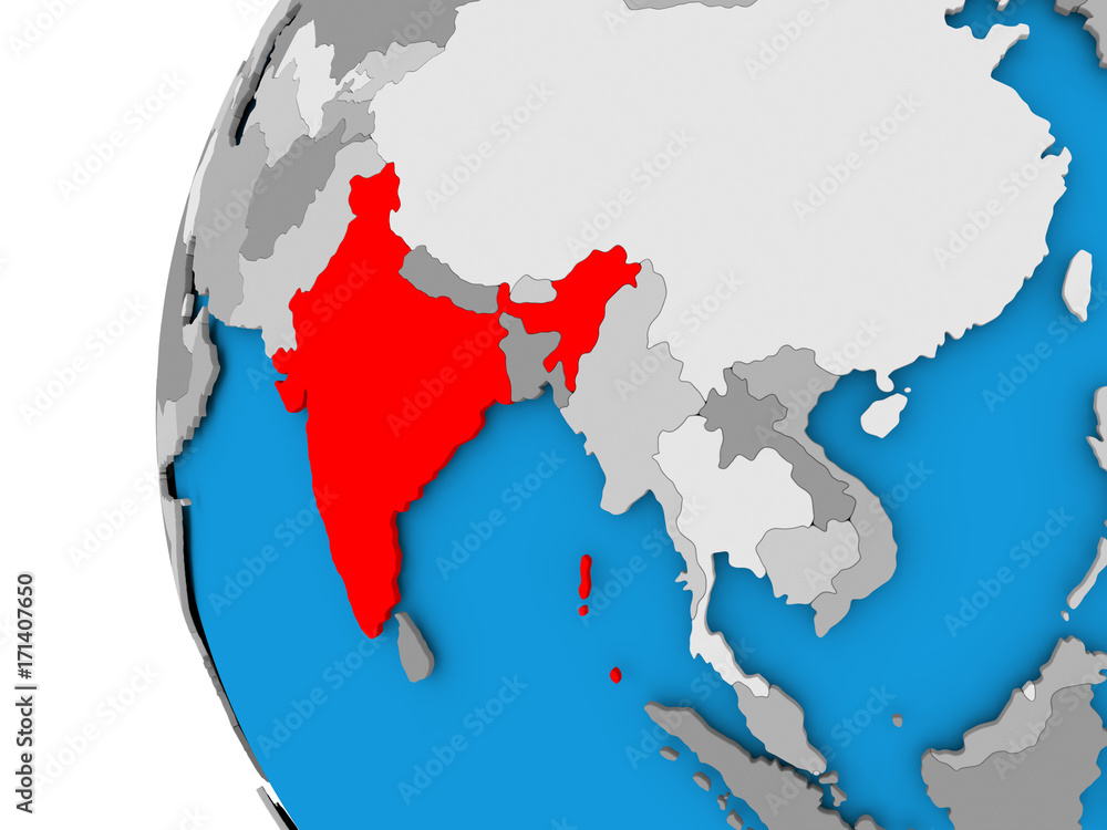 Map of India on political globe Stock Illustration | Adobe Stock