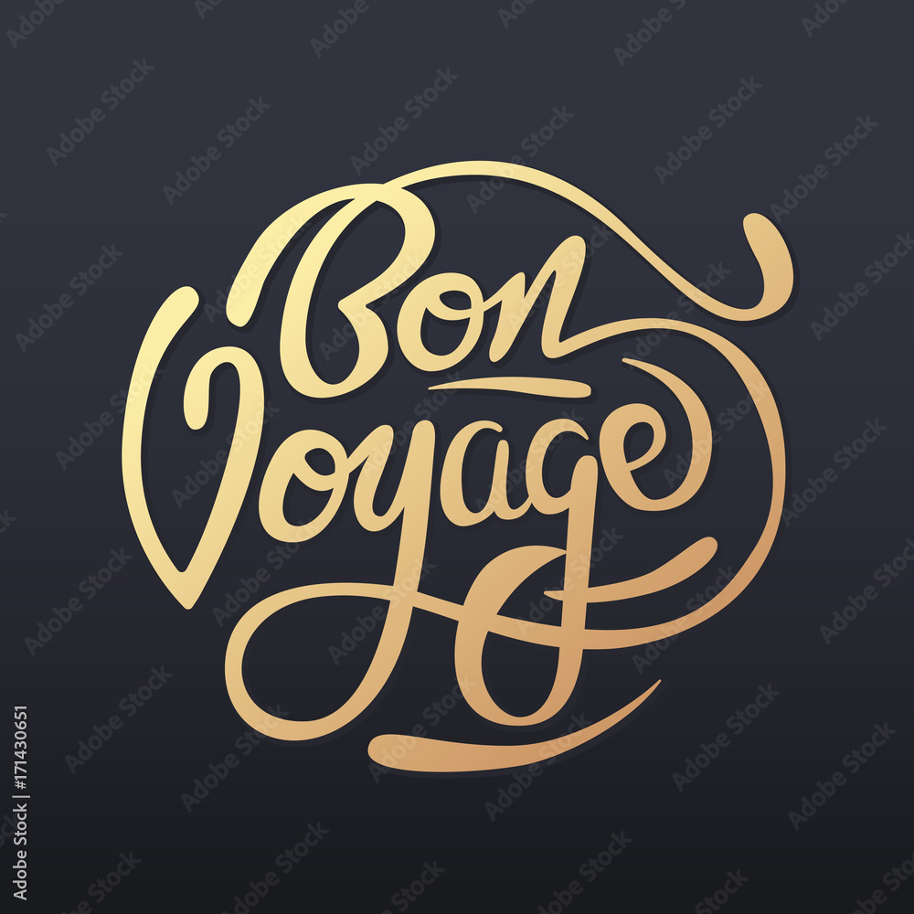 Bon voyage sign handwritten vector illustration Stock Vector | Adobe Stock