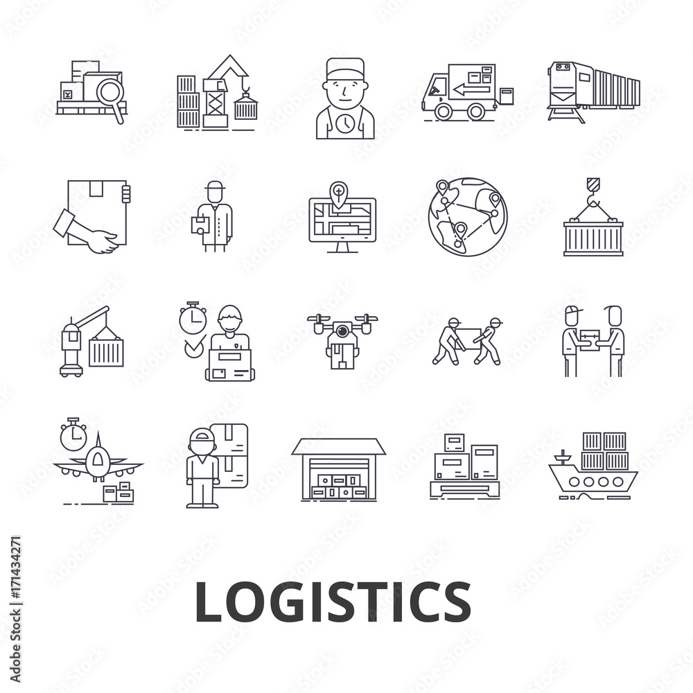 Logistics, transportation, warehouse, supply chain, truck, distribution ...