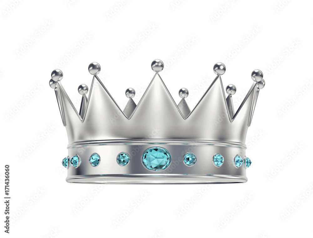 Platinum, silver crown with blue gemstones Stock-Illustration | Adobe Stock