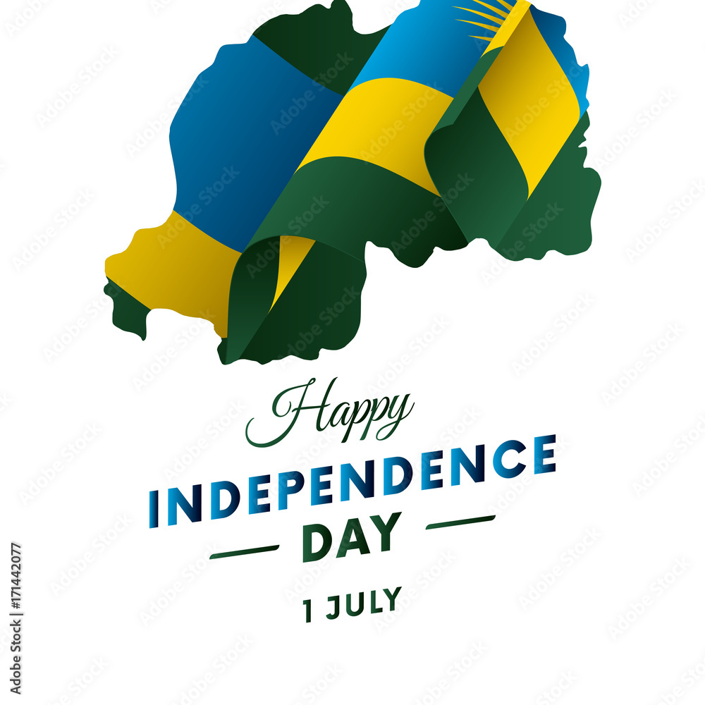 Banner or poster of Rwanda independence day celebration. Rwanda map ...