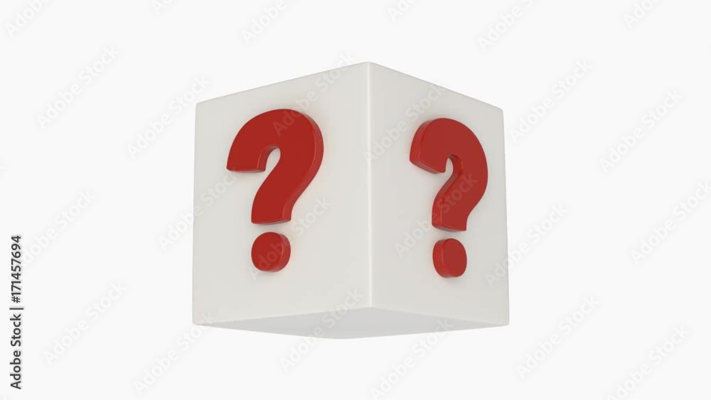 Rotating question mark cube. Loop ready animation of cube covered with ...