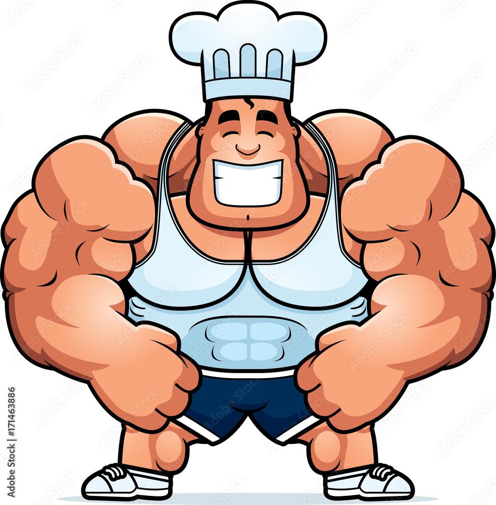 Cartoon Bodybuilding Chef Stock Vector | Adobe Stock