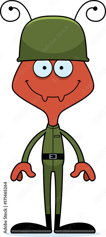 Cartoon Smiling Soldier Ant Stock Vector | Adobe Stock