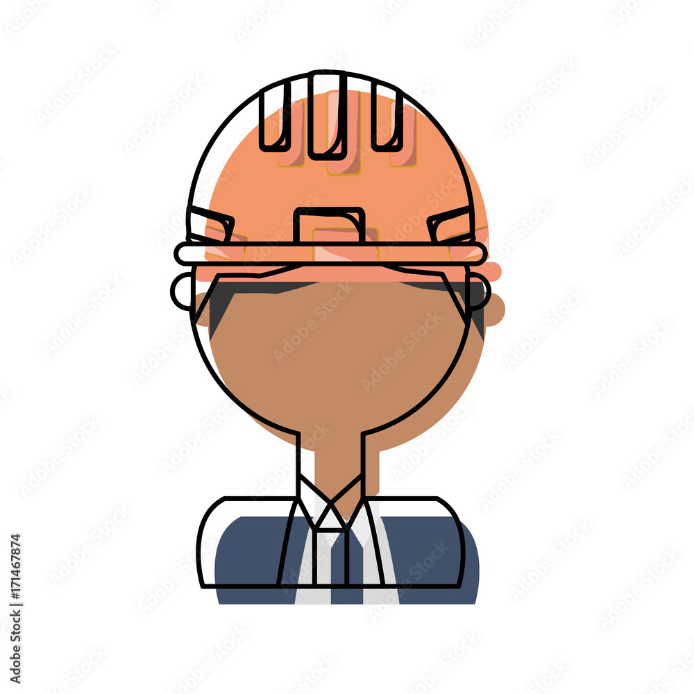 engineer with safety helmet icon over white background vector ...