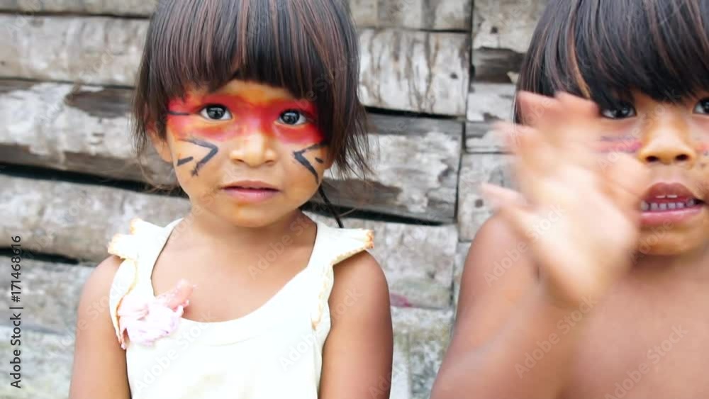 Cute Native Brazilian Child from Tupi Guarani Tribe, Brazil Stock Video ...