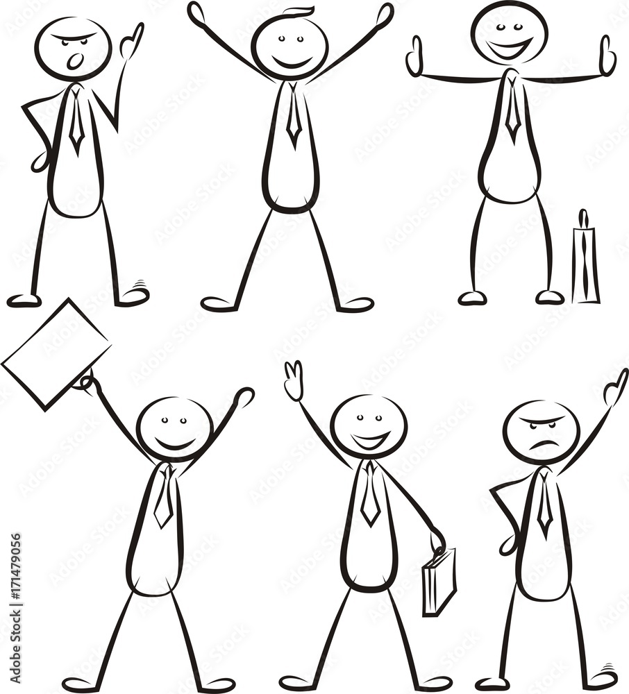 stickman businessman- business person vector set Stock Vector | Adobe Stock