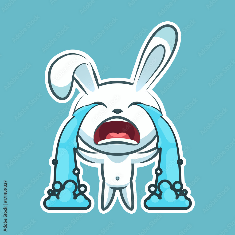 Sticker emoji emoticon, emotion sob, cry, weep, vector isolated ...