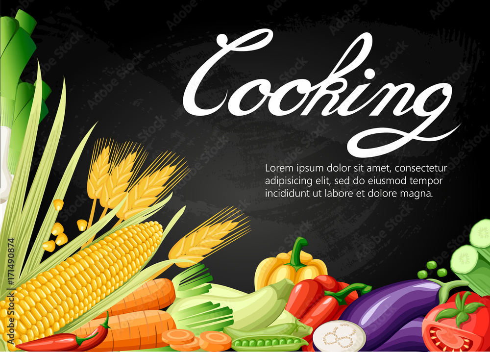 cooking collection background salt pepper spices Fresh cartoon ...