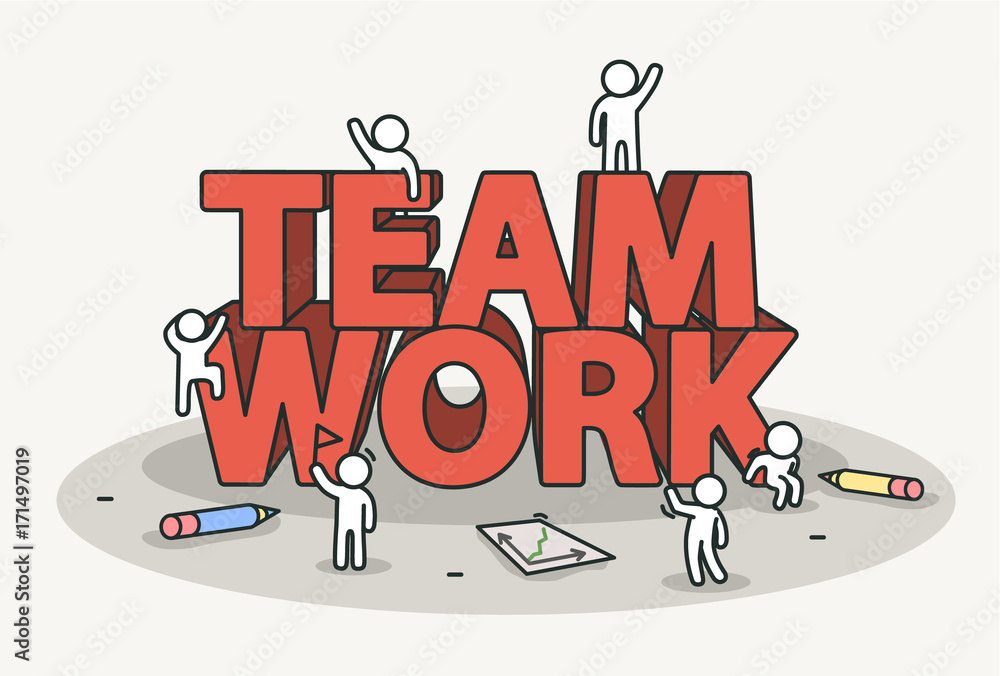 Little white with team work text. Teamwork and success concept. Hand ...