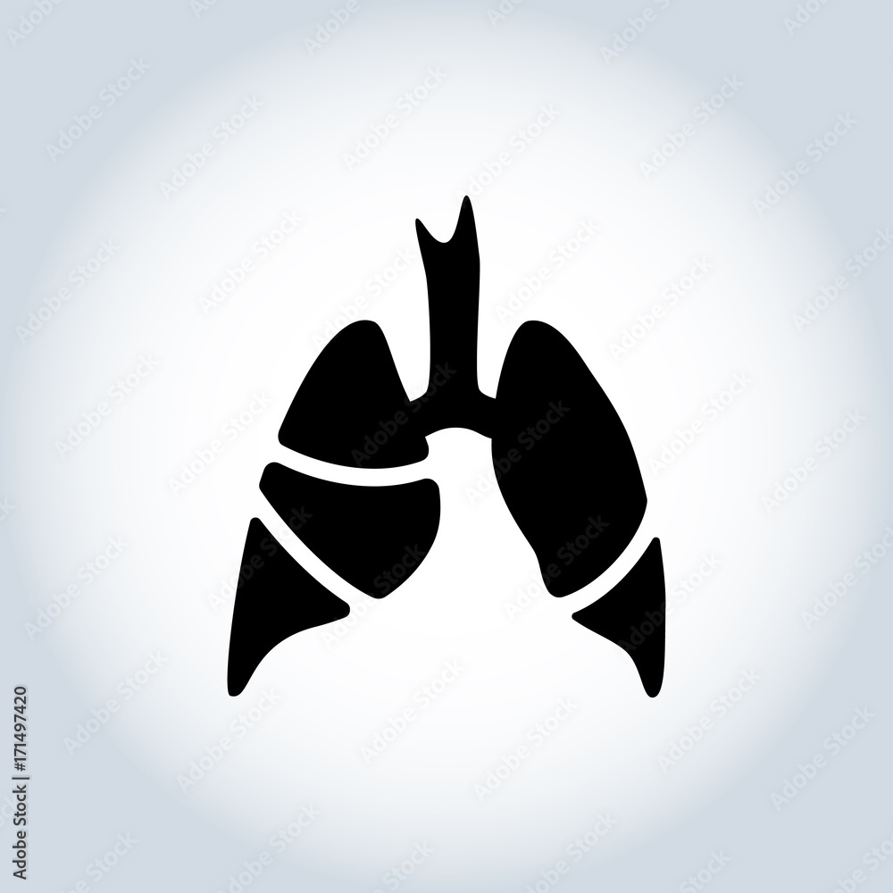 Vector silhouette medical illustration of human body organ - lungs with ...