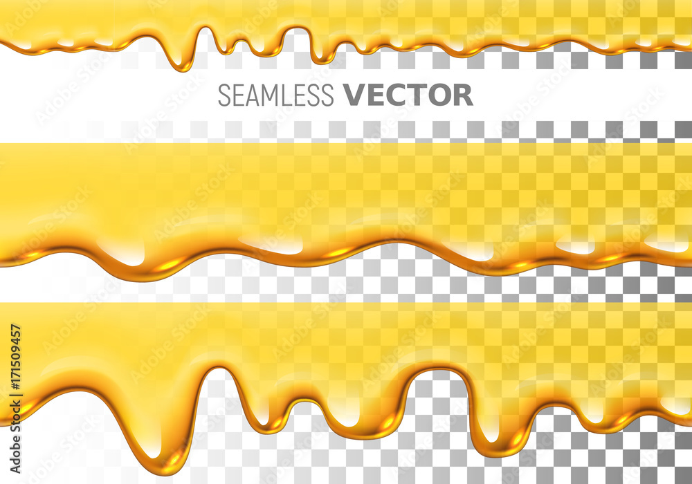 Set of two transparent vector seamless dripping honey pattern on ...