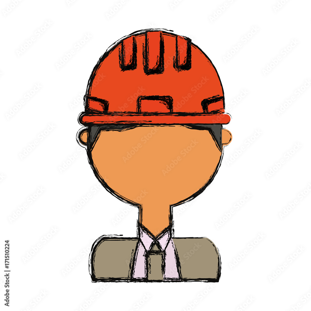 engineer with safety helmet icon over white background vector ...