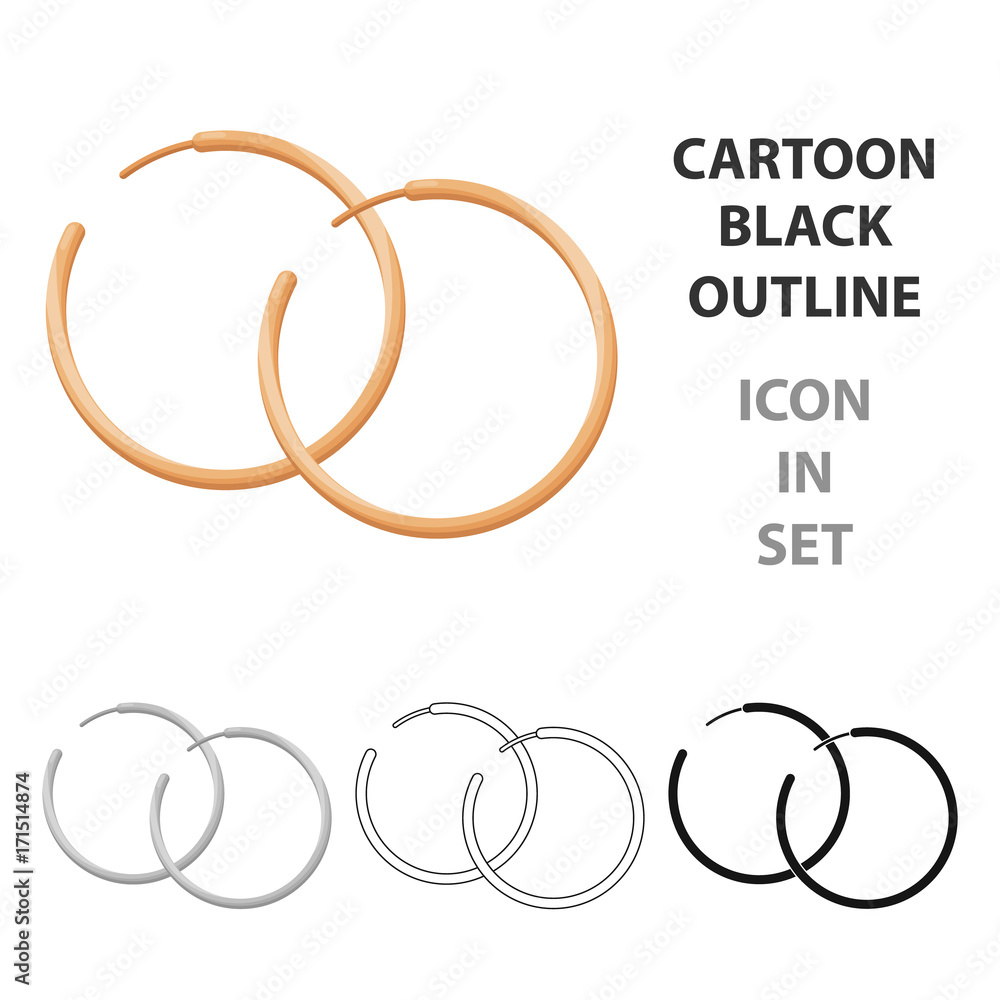 Hoop earrings icon in cartoon style isolated on white background ...