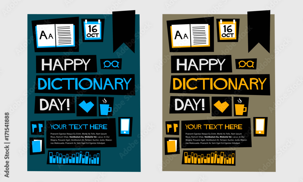 Happy Dictionary Day! 16 October (Flat Style Vector Illustration Quote ...