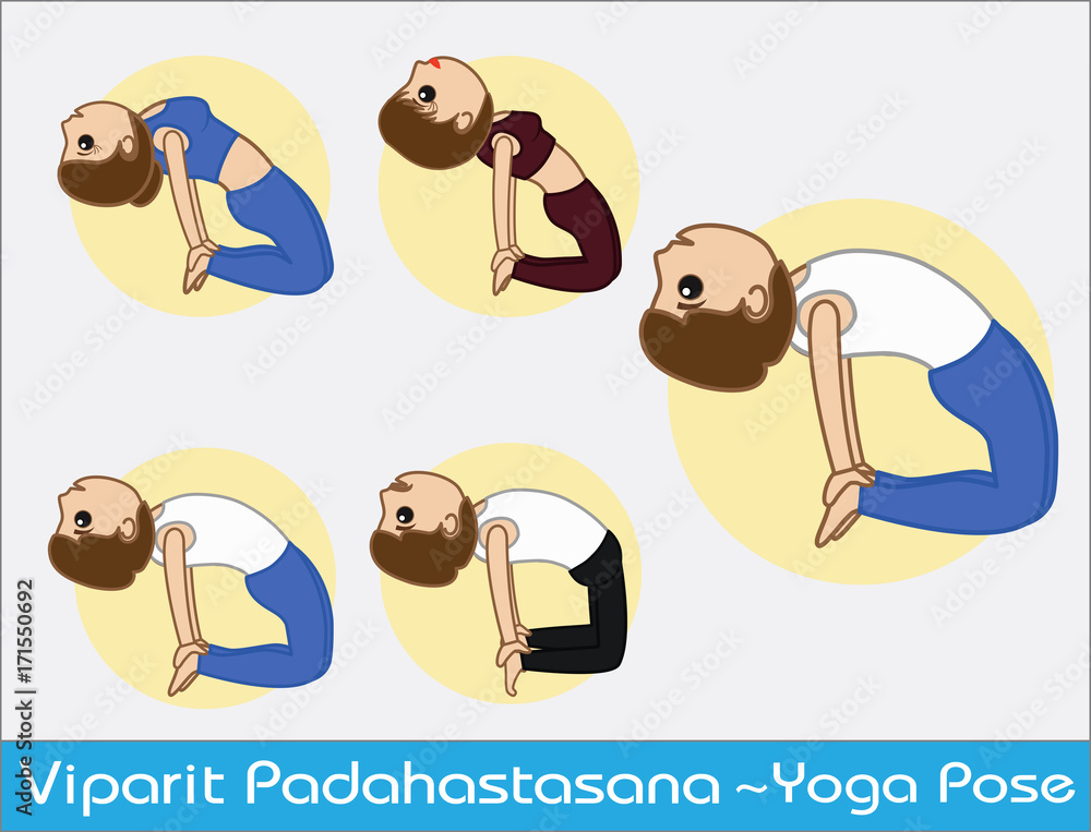 Yoga Cartoon Vector Poses - Viparit Padahastasana Stock Vector | Adobe ...