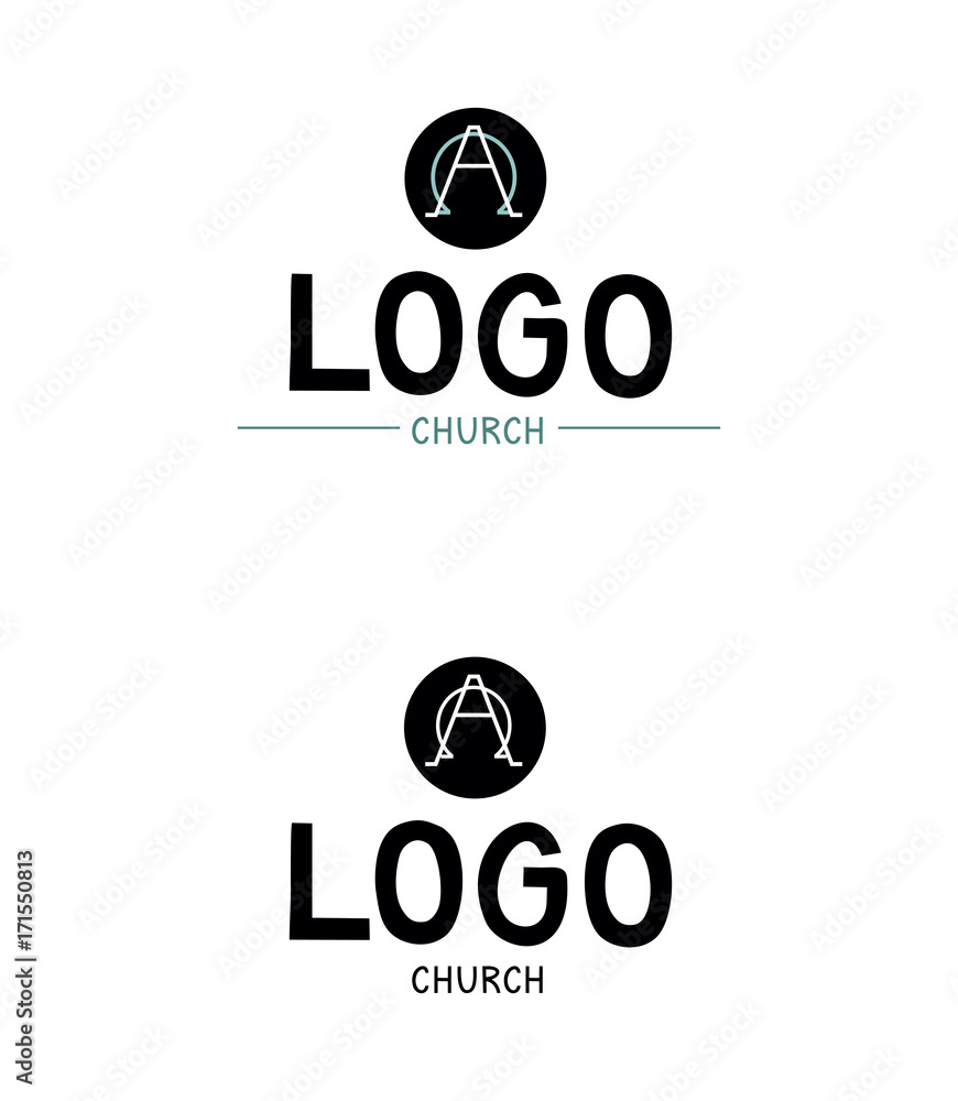 Church logo with the alpha and omega Stock Vector | Adobe Stock