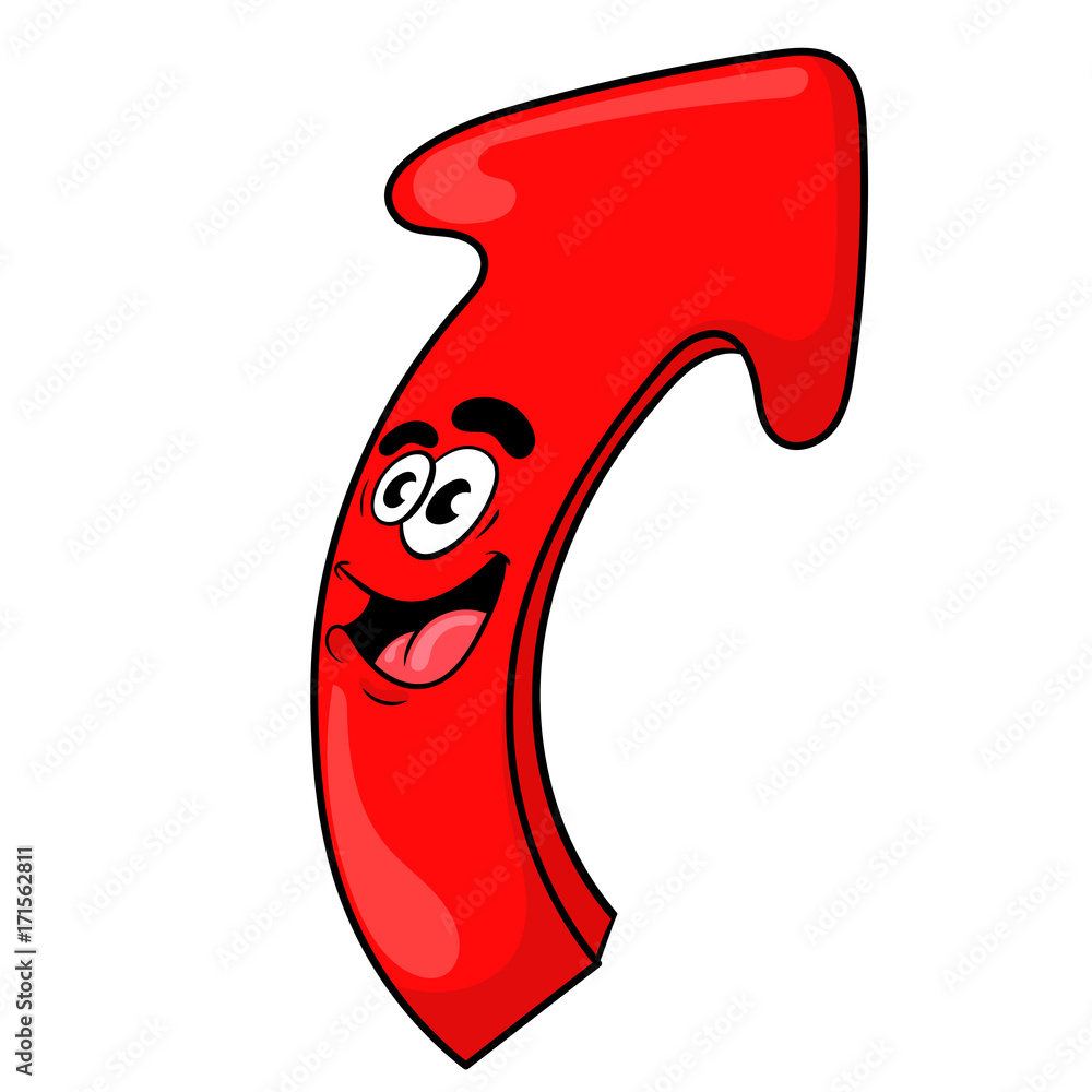 funny cartoon red arrow. the design of the character. vector ...