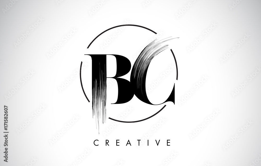 BC Brush Stroke Letter Logo Design. Black Paint Logo Leters Icon. Stock ...