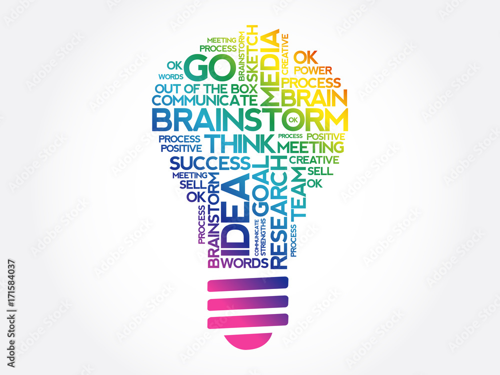 Brainstorm bulb word cloud collage, business concept background Stock ...