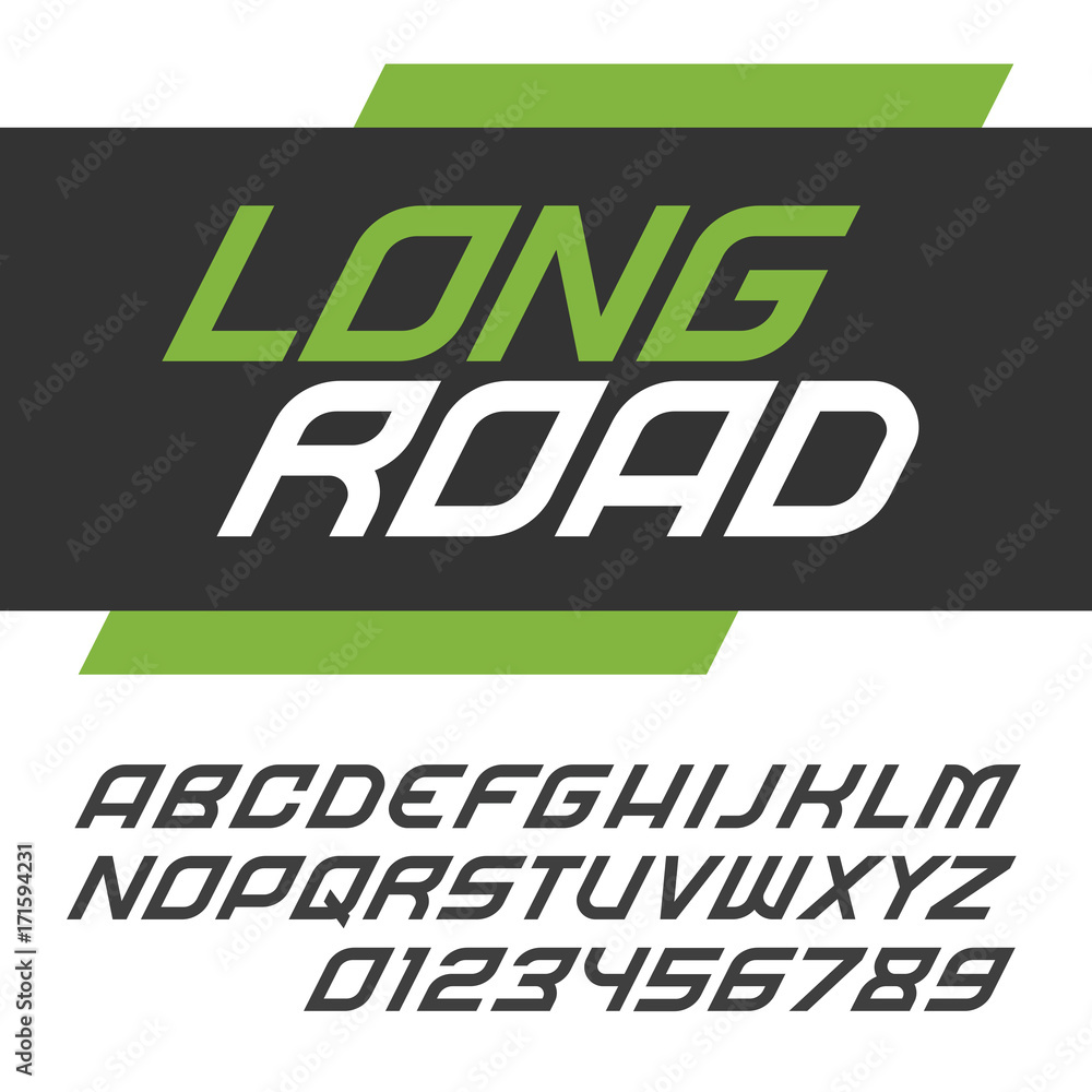 Modern fast alphabet lettering. Dynamic trendy race italic typeface ...