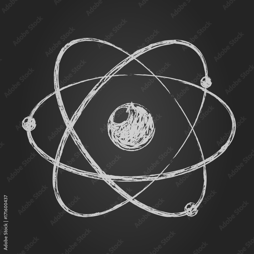 model of atom. atom icon. pencil drawing . vector illustration Stock ...
