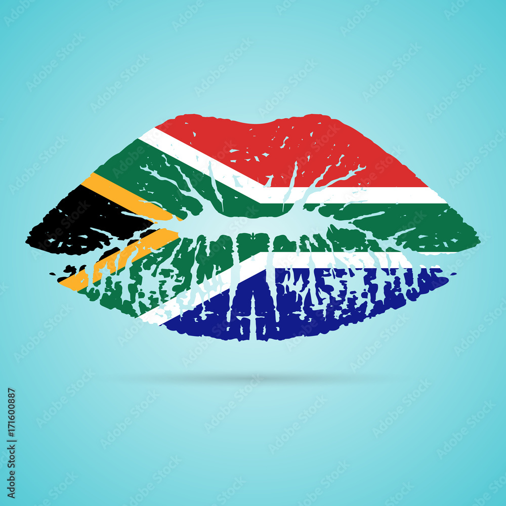 South Africa Flag Lipstick On The Lips Isolated On A White Background ...