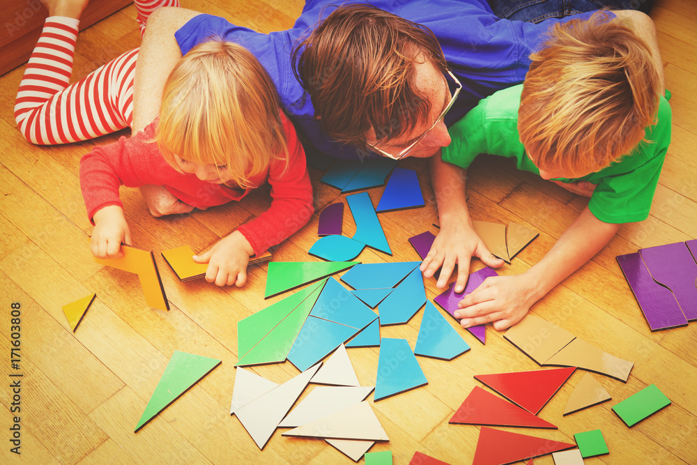 teacher and kids playing with geometric shapes Stock Photo | Adobe Stock