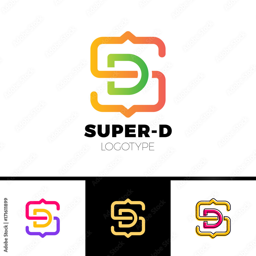 letter S and D monogram square shape logo with code brackets Stock ...