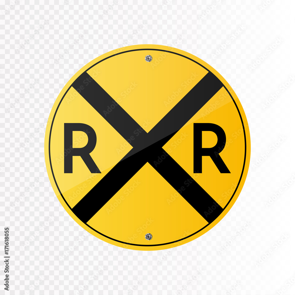 Railroad vector crossing traffic sign isolated on transparent ...