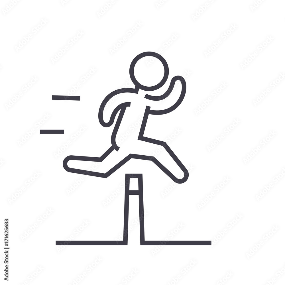 Obstacle race concept flat line illustration, concept vector isolated ...