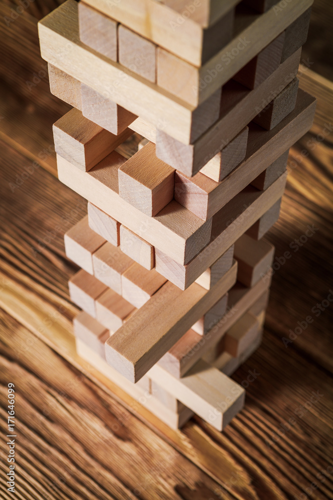 Wood blocks stack game, background concept Stock Photo | Adobe Stock