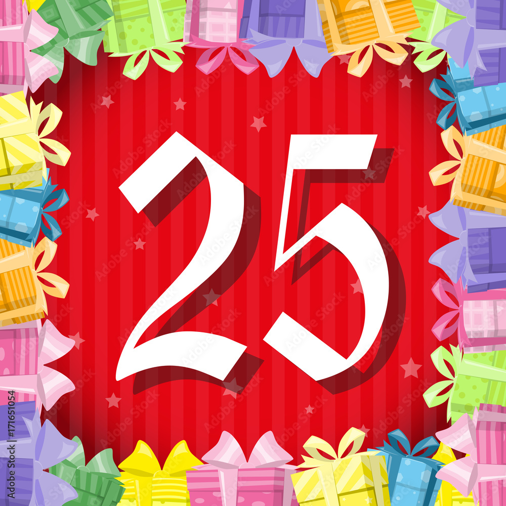 Christmas advent holiday calendar banner. Gift boxes on red gradient ...