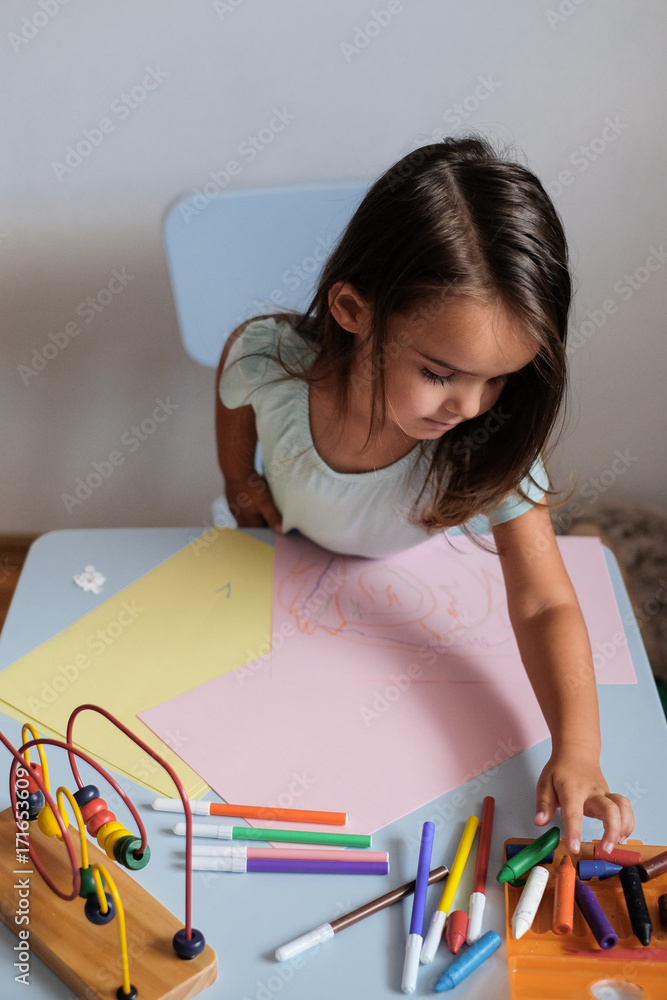 Cute Girl Colouring Stock Photo | Adobe Stock