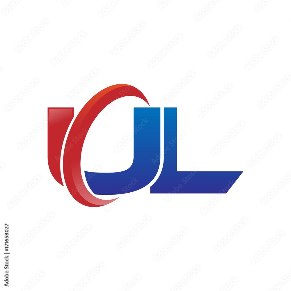 modern vector initial letters logo swoosh ul red blue Stock Vector ...