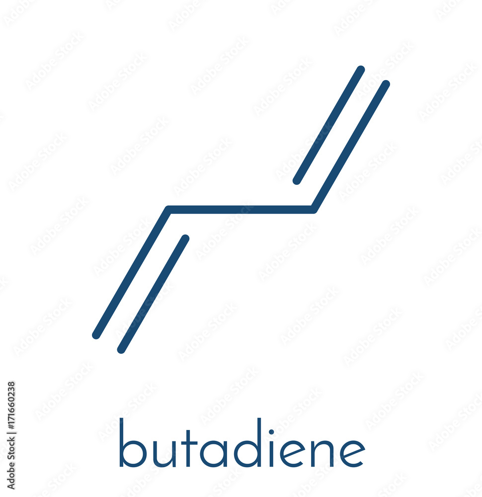 Butadiene (1,3-butadiene) synthetic rubber building block molecule ...