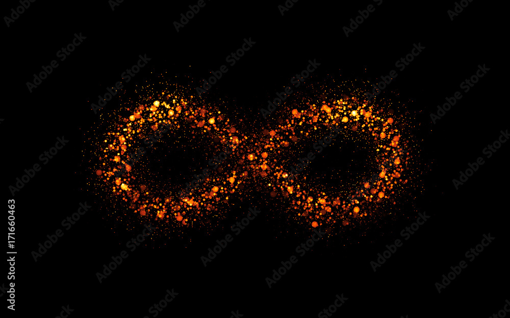Lighting 3d infinity symbol. Beautiful glowing signs..Sparkling rings ...