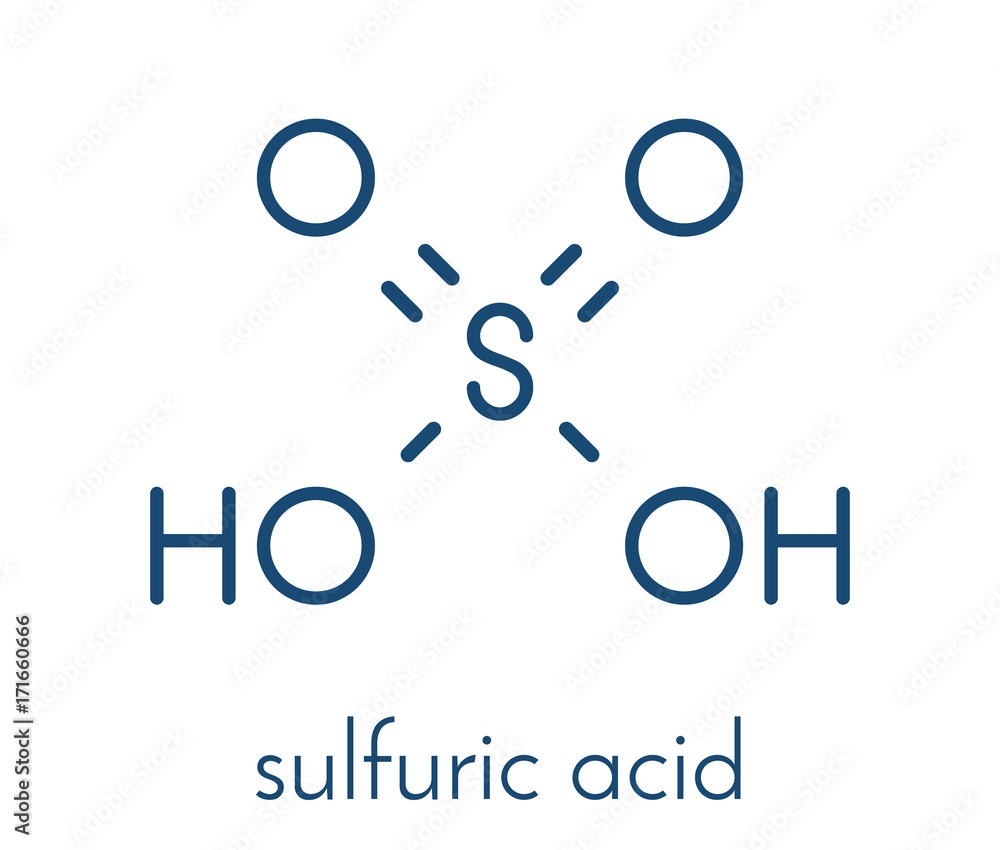 Sulfuric Acid H2SO4 Strong Mineral Acid Molecule Skeletal Formula sulfuric-acid-h2so4-strong-mineral-acid-molecule-skeletal-formula