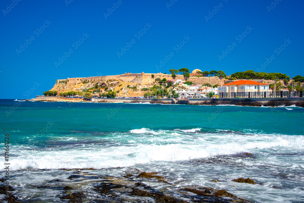 Rethimno city with the fortress of Fortezza, Crete, Greece. Stock Photo ...