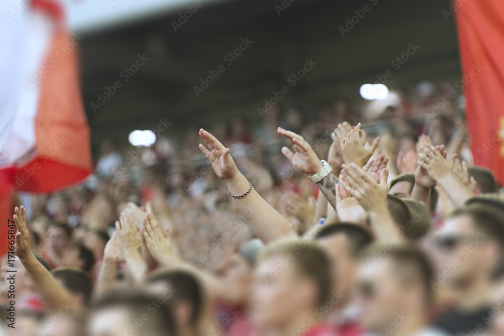 Football fans clapping on the podium of the stadium Stock Photo | Adobe ...