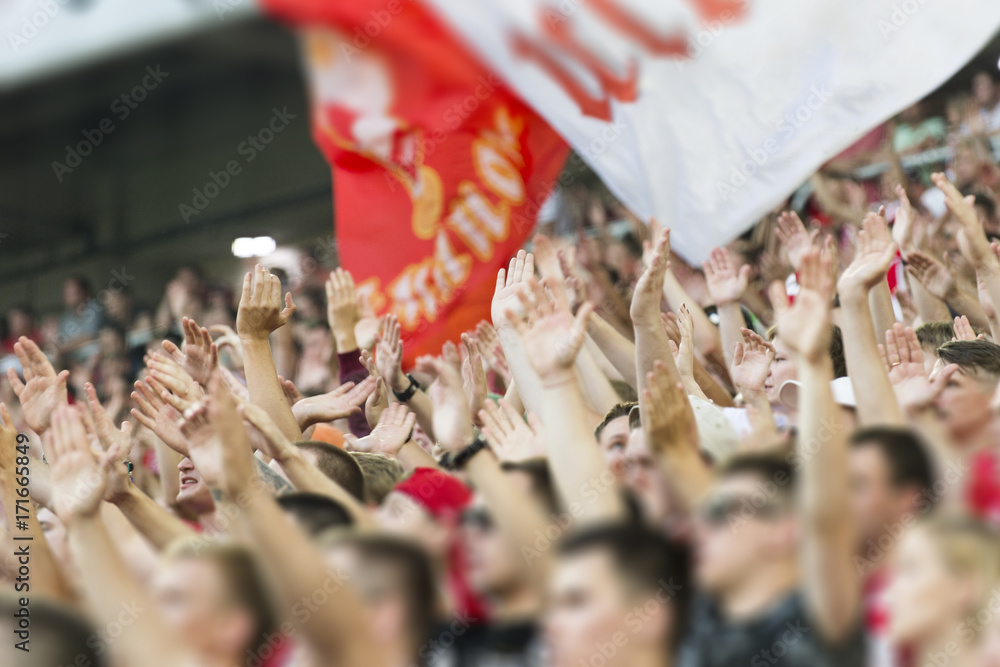 Football fans clapping on the podium of the stadium Stock Photo | Adobe ...