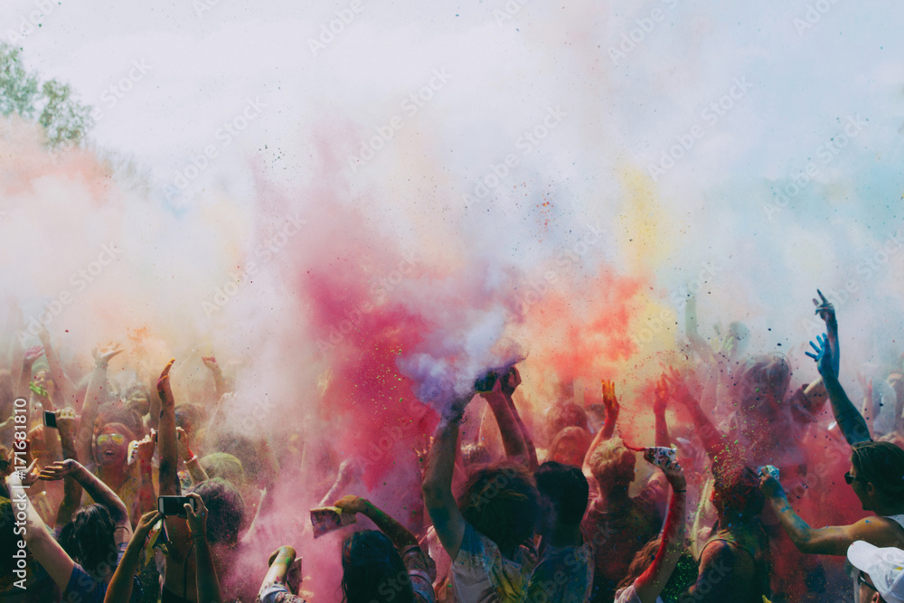 Festival with colorful smoke Stock Photo | Adobe Stock